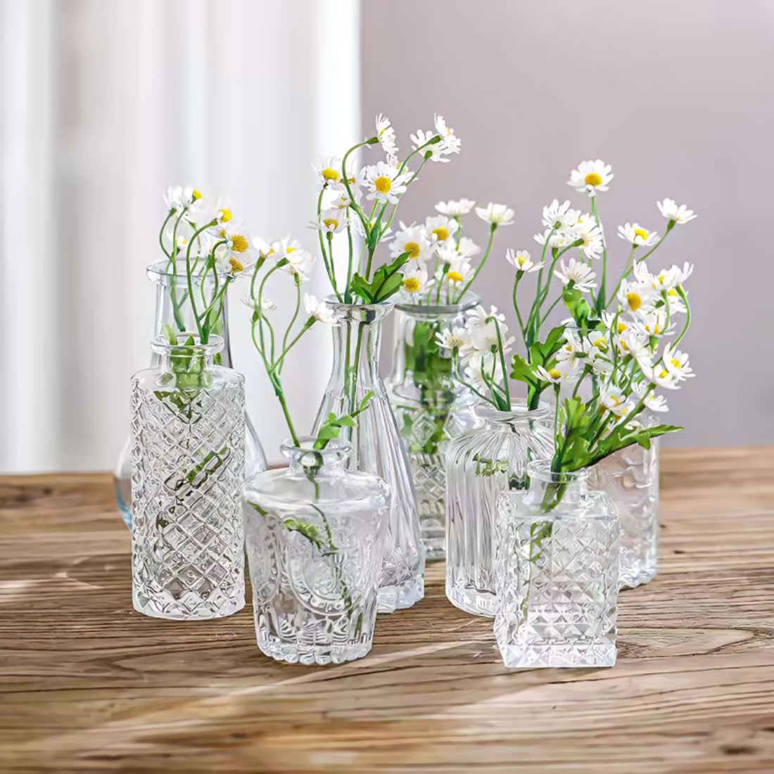 TINANA Glass Vases, Clear Bud Vases in Bulk, Set of 10 Small Vases for ...