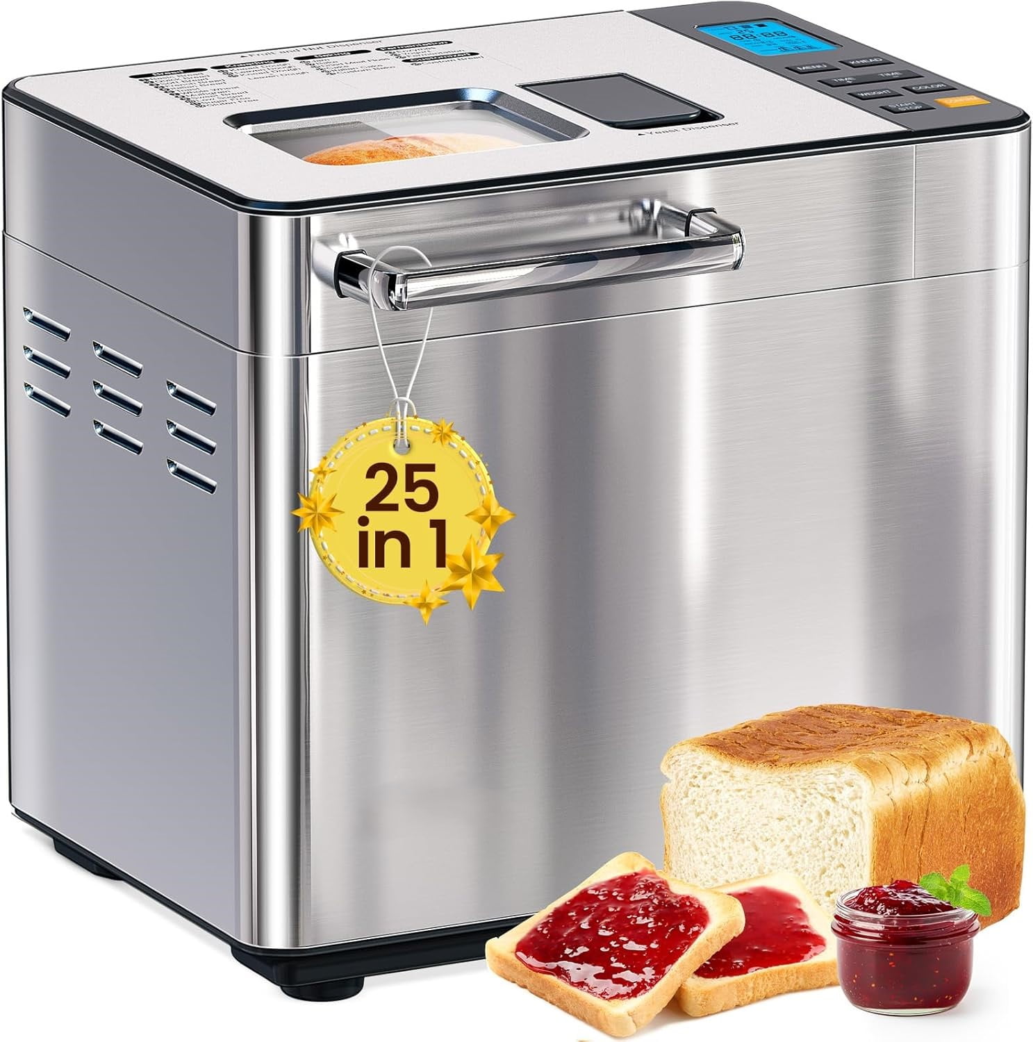 25-in-1 Bread Maker Machine with Automatic Dual Dispenser, 2LB ...